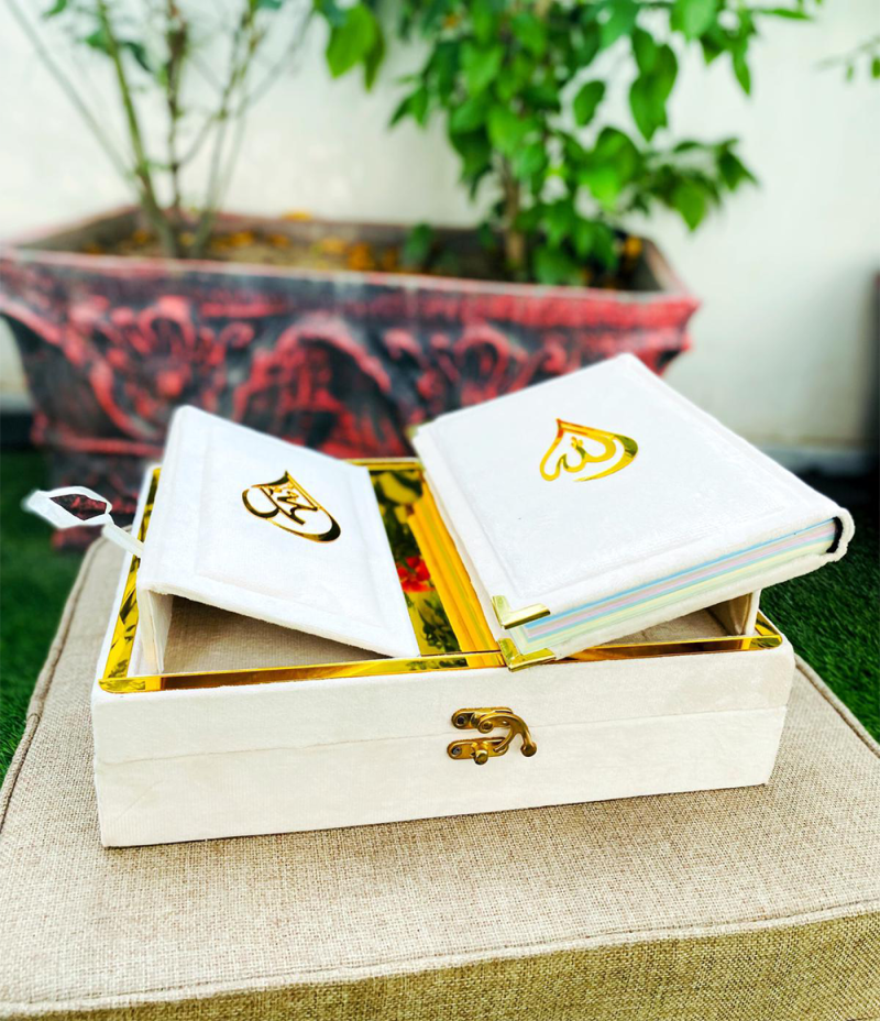 Velvet Fancy Quran with Rehl Box - Online Islamic Store